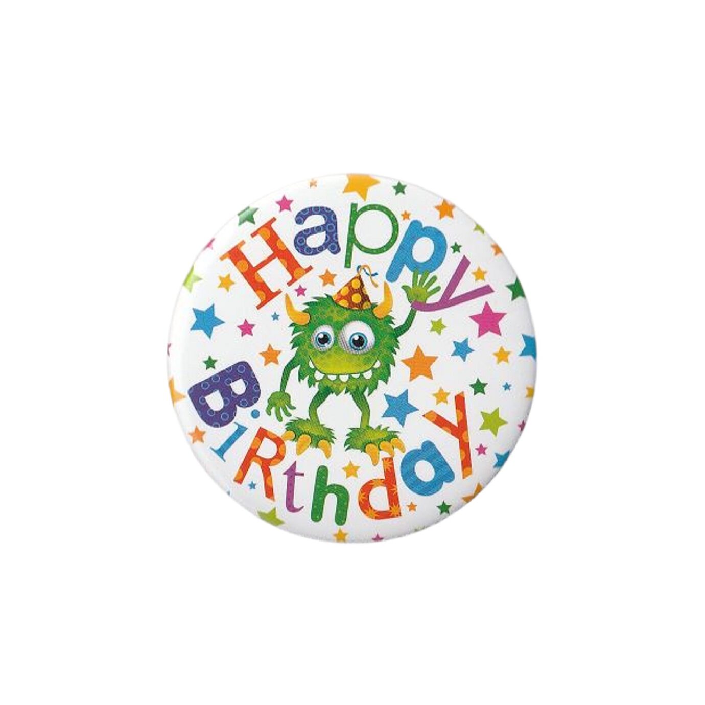 Gifts Greetings Simon Elvin Medium Party Badges - Happy Birthday - Monster